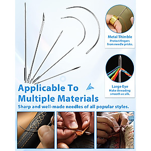 PLANTIONAL Upholstery Repair Sewing Kit: 47 Pieces Heavy Duty Sewing Kit with Sewing Awl, Seam Ripper, Leather Hand Sewing Stitching Needles, Sewing Thread for Car, Sofa, Backpack, Shoe, Craft DIY