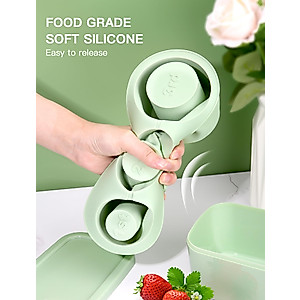 Ice Cube Tray for Tumbler Cup 30Oz-40Oz, 3 Pcs Silicone Cylinder Ice Mold with Lid and Bin for Freezer, Easy Fill and Release Ice Maker for Whiskey, Cocktail BPA-Free(Green, 40 Oz)