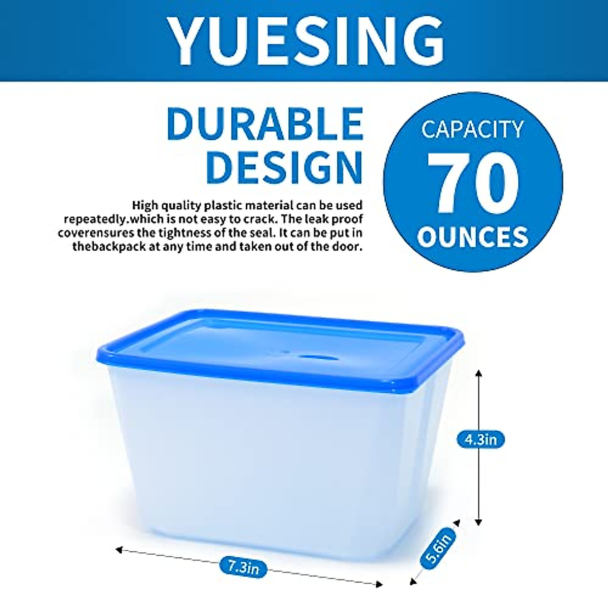 YUESING [30 Pack 70oz Meal Prep Containers Reusable Freezer Food Storage Containers Lunch Salad Plastic Containers with Lids Deli Container Reusable Sets Bento Box Microwaveable & Dishwasher