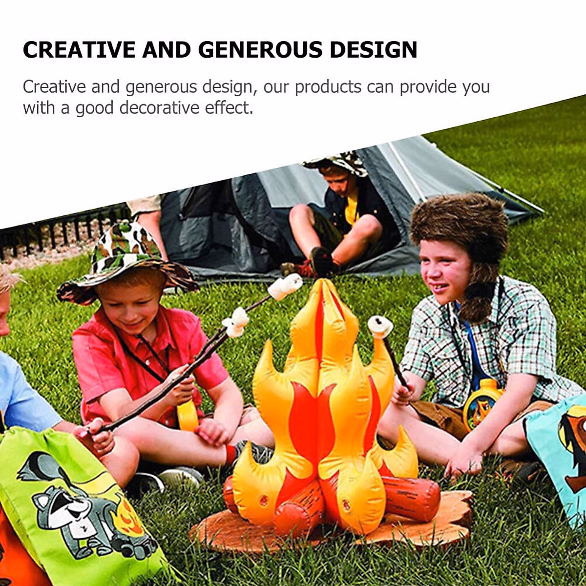 Toyvian Inflatable Campfire Camping Prop, Camping Party Campfire Party Scene Decoration 18 inches Vivid Blow up Campfire for Indoor Camping Sleepovers Scene Settings