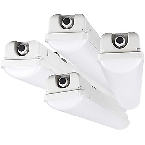 LEONLITE 4FT LED Vapor Tight Light Fixture, 70W 9000LM Shop Lighting, 0-10V Dimmable 5000K Waterproof LED Vapor Proof Light Fixture for Car Wash, Walk in Freezer, 100-277V, UL Listed, 4 Pack