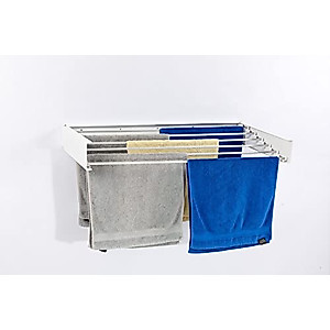 Lader Ned Wall Mounted Drying Rack, Elegant Towel Rack & Clothes Drying Rack Collapsible for Laundry Space-Saving, Folding, Stainless-Steel 60lbs Capacity 40" (White)