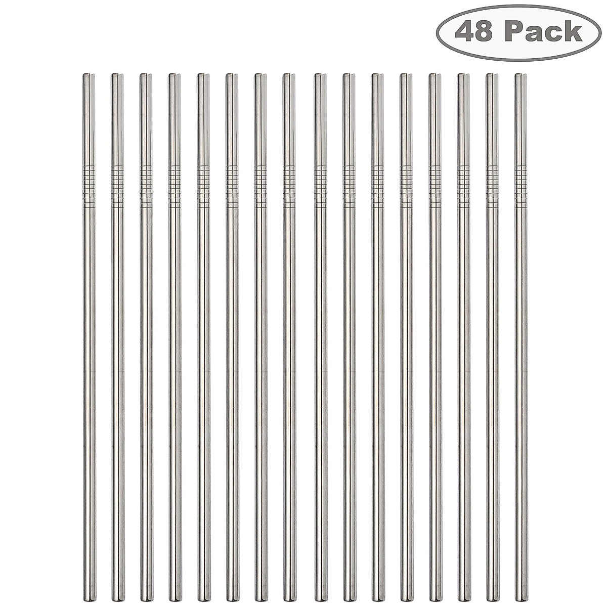 Brightbuy Set of 48 Stainless Steel Straws 10.5'' Reusable Metal Drinking Straws For 30oz Tumblers Yeti 6mm Diameter (48 Straight)