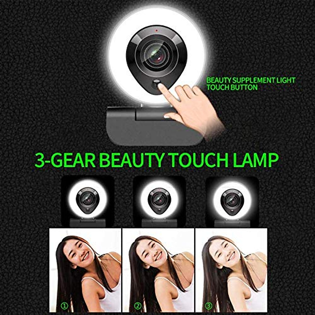 HD 1080P with Microphone and 3-Gear Light Conference Video Autofocus Computer HD Webcam Webcams Computer Peripherals