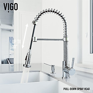VIGO Edison 19'' H Single Handle Pull-Down Sprayer Kitchen Faucet Set with Soap Dispenser in Chrome-VG02001CHK5