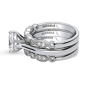 BERRICLE Sterling Silver Solitaire Wedding Engagement Rings 2 Carat Round Cubic Zirconia CZ Ring Set for Women, Rhodium Plated Size 6