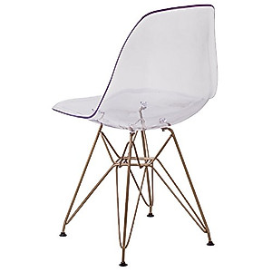 Flash Furniture Elon Series Ghost Chair with Gold Metal Base