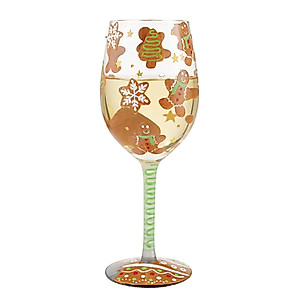Enesco Designs by Lolita Holiday Gingerbread Dreams Hand-Painted Artisan Wine Glass, 15 Ounce, Multicolor