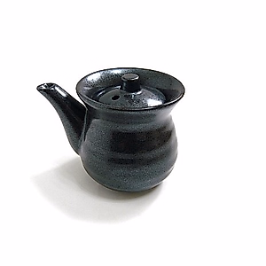 Sushi Set Made In Japan - MySushiSet 7 piece Black Crystal Ceramic Sushi Plate Set with Matching Soy Sauce Dispenser