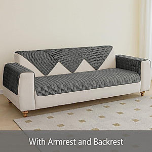 Muamar Couch Arm Covers Chair Arm Covers, Non Slip Sofa Arm Covers, Armrest Covers for Sofa, Furniture Covers Couch Protector Set of 2pcs (26x26inch, Dark Grey)