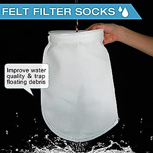 12 Pack 7 Inch Ring Felt Filter Socks 200 μm, Aquarium Felt Filter Bags, Fine Micro Fish Tank Filter, Sump Filter Sock for Saltwater Aquariums, 7 Inch Ring by 14 Inch Long