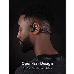 klatre Bone Conduction Headphones【2023 Version】, LS1 Open-Ear Headphones Bluetooth 5.2 Wireless for Cycling/Workout/Running, Deep Bass, Water Resistant Headset with Dual Mics - Rock