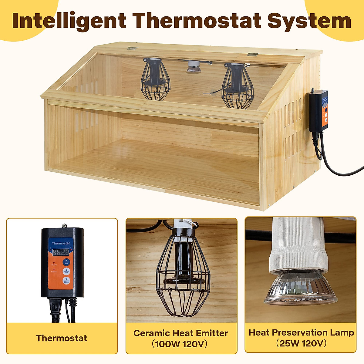 EVERYGROW Brooder Box with Thermostat, Intelligent Chick Brooder Box Heat up to 30 Chicks with 3 Heat Lamps, Waterproof Chicken Brooder Box Kit, Brooder Box for Baby Chicks Ducks Quails Hamsters