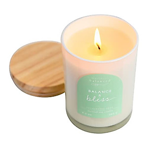 Beautifully Balanced Scented Lidded Glass Soy Candle, Balance + Bliss, 9.3 oz.