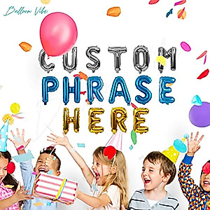 Letter Balloons - Custom Phrase 16 Inch Balloon Letters Alphabet & Number Foil Balloons - Letter Balloon Banner for Birthday, Baby Shower - Gold, Silver, Rose Gold, Red, Blue, Pearl White & Black