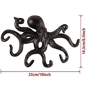 MDLUU Octopus Hook, Nautical Wall Hook, Antique Key Holder Hook, Cast Iron Hook for Coat, Hand Towel, Bathrobe, Jacket