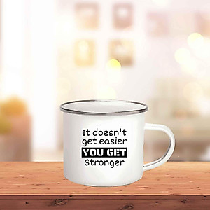 Novelty Gift Strength And Humor Combined Get Stronger Student Adult Gift, Ideal For Graduation Show Courage And Tenacity, 12oz Enamel Silver Mug