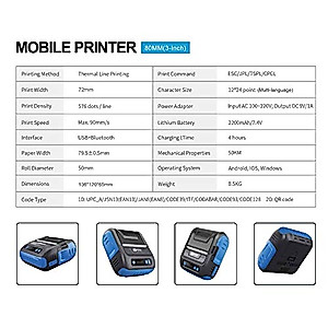 N/A 80mm Thermal Printer Receipt Label 3inch Windows iOS Android Portable Labeling MachinesP29L