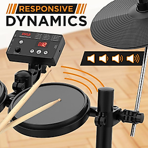 Pyle 8-Piece Electric Drum Set with MIDI Support, Preloaded Sounds, Cymbals, and Digital Foot Pedals