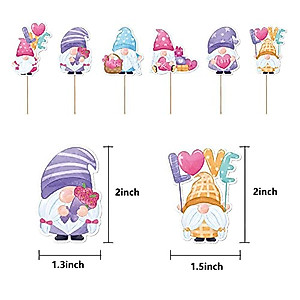 Valentine's Day Banner, Happy Valentines Day Banner Gnome Valentines Garland Banner Conversation Heart Decor Valentines Hanging Swirls Gnomes Cupcake Toppers for Girls Valentines Party Home