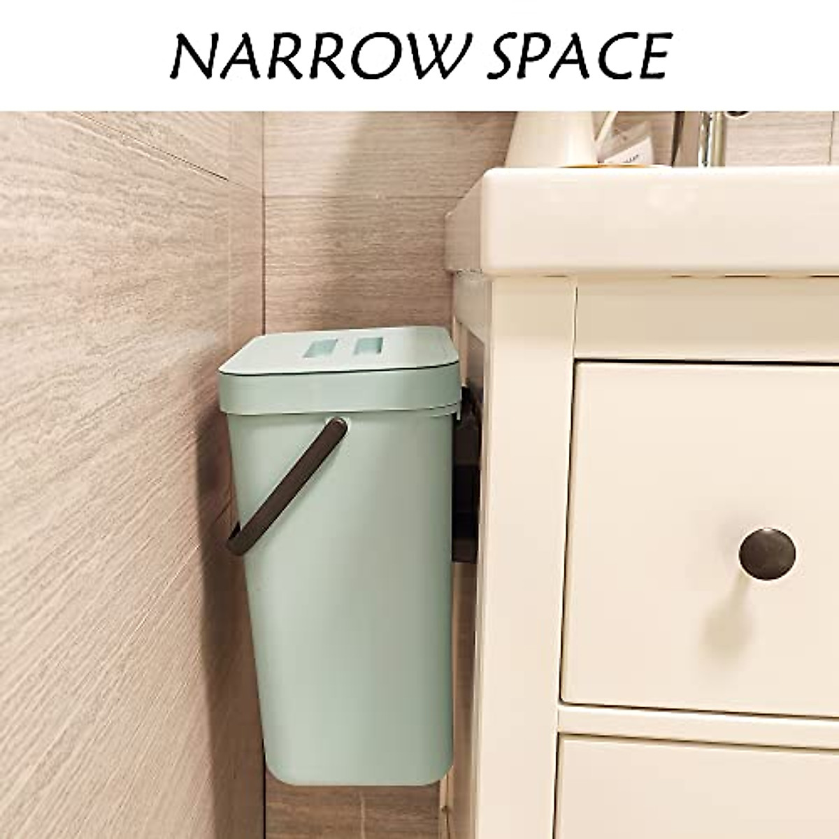 StoneSpace Under Sink Compost Bin Indoor Kitchen Sealed, 3.2 Gallon/12L Compost Bucket for Kitchen, Wall Mounted Small Trash Can with Lid，1 Pack Blue