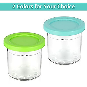 HOTUT Ninja Creami Containers,2 Pack Replacement Pints and Lids+2 Scoops Dishwasher Safe Compatible with NC301,NC300,NC299AMZ,CN305A and CN301CO Series Ninja Ice Cream Makers (Not Fit for NC501)