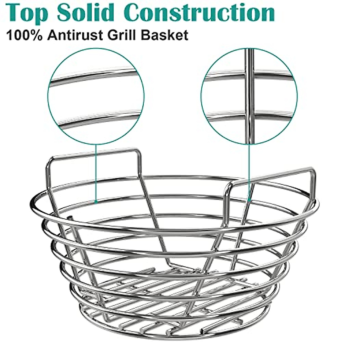 EasiBBQ 10-inch Charcoal Ash Basket for Small Big Green Egg, Kamado Joe Classic and Other Similar Grills, Heavy Duty Stainless Steel.