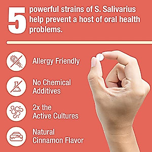 Tuthi Oral Probiotics for Mouth - Dental Probiotic for Gums & Oral Health - Bad Breath Treatment for Adults - 60 Lozenges Cinnamon Flavor