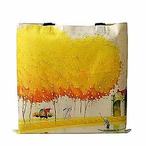 KaiTingu Canvas Tote Bag for Women - Aesthetic Reusable Eco Grocery Shopping Tote Bag - Yellow - 15.7" x 15.7" - Women's Department