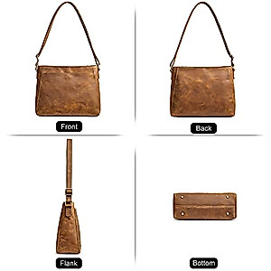 S-ZONE Women Genuine Leather Tote Bag Shoulder Handbag Bundle with Crossbody Bucket Purse