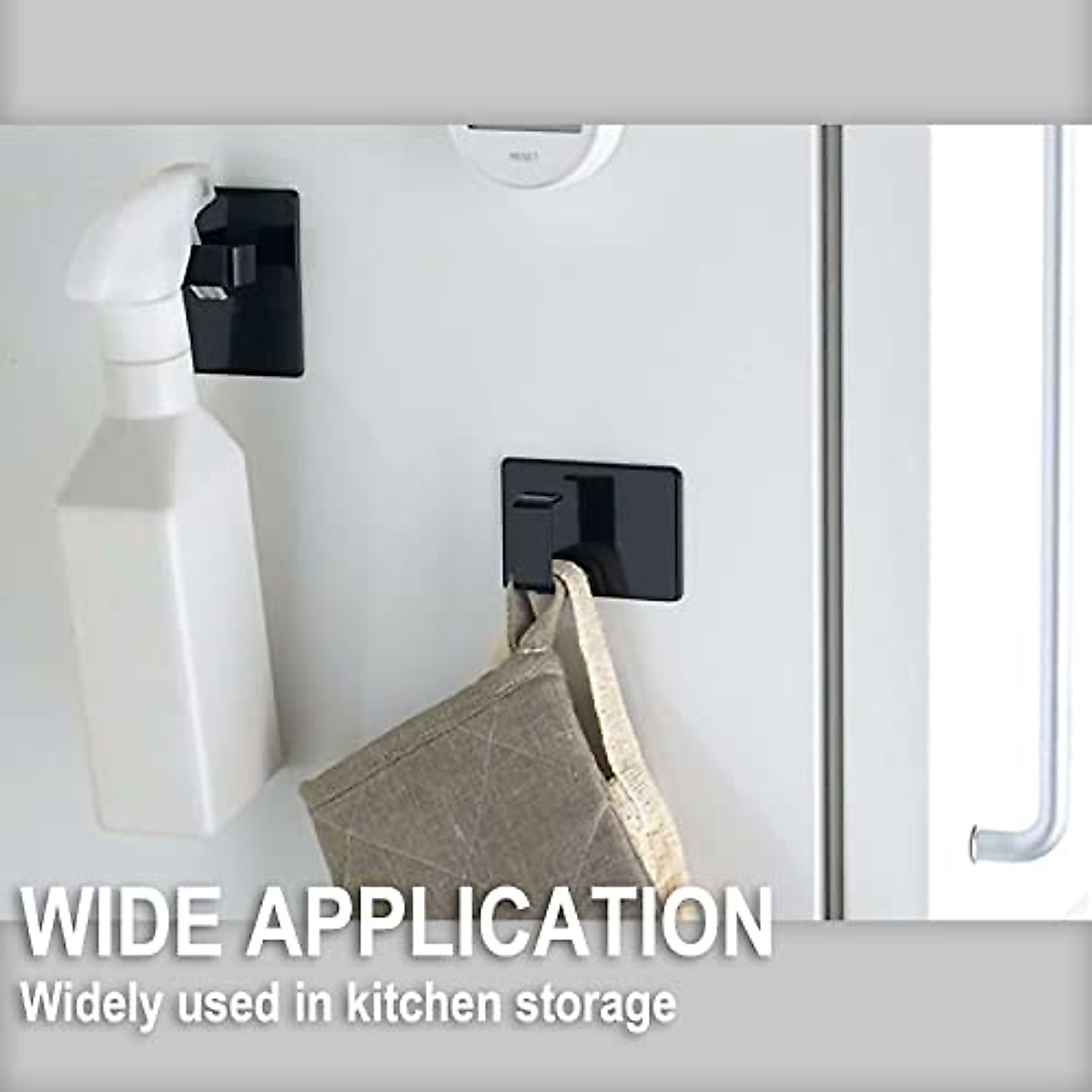 MORNIIE Multipurpose Magnetic Hooks. Hanger Organizer & Spray Bottle Holder. Hanger Stacker for Laundry Area. Spray Bottle Holder for Kitchen Organization Holds up to 16 fl oz. Black, 2 Pcs