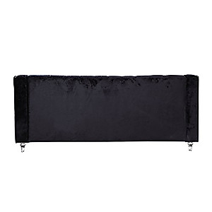 Iconic Home Black Dylan Velvet with Silver Nail head Trim Round Acrylic Feet Sofa