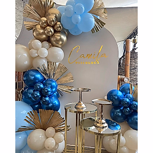 Blue Graduation Balloon Garland Arch Kit Metallic and Macaron Gold and Metallic for Birthday Party Decorations Wedding Bridal Baby Shower Ivory White