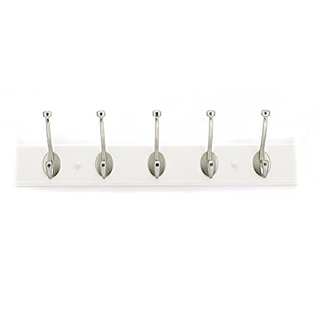 Richelieu Hardware T030210195 Transitional Hook Rack 25-5/8 in (650 mm), White and Brushed Nickel