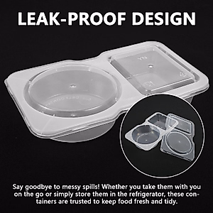 20PCS Double Compartment Condiment Container, Portable Reusable Sauce Container with Lids, Dual Compartment Container for Takeaway Sauces, Dips and Sampling