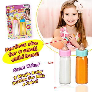 Ja-Ru Magic Baby Doll Bottles Milk Bottle and Juice Bottle, Great Baby Doll Accessories. Set with 2 Bottles. 701-1