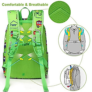 CAMTOP Backpack for Kids Boys Preschool Backpack with Lunch Box Toddler Kindergarten School Bookbag Set (Age 3-9,Car Printing)