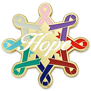 PinMart Awareness Enamel Lapel Pin – Nickel Plated Hope Ribbons Pin – Cancer Prevention Support and Awareness Ribbons – Jewelry Brooch Pin with Secure Clutch Back