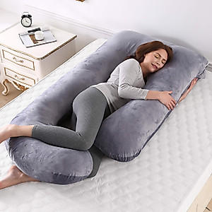 Aidiu u Shaped Pillows Pregnant Body Pillows for Sleeping, Pregnancy Pillows U Shape, Maternity Pillow, Full Body Maternity Pillow,57in, Support Back,Neck,Leg,Foot,Side Sleeper, Washable Cover, Grey