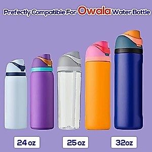 BUSOHA 6 PACK Replacement Straws for Owala 24 25 32 OZ, Long Plastic Straws with Cleaning Brush and 10 Stickers Compatible for Owala Water Bottle, Reusable Straw for Owala Free Sip Bottle Accessories