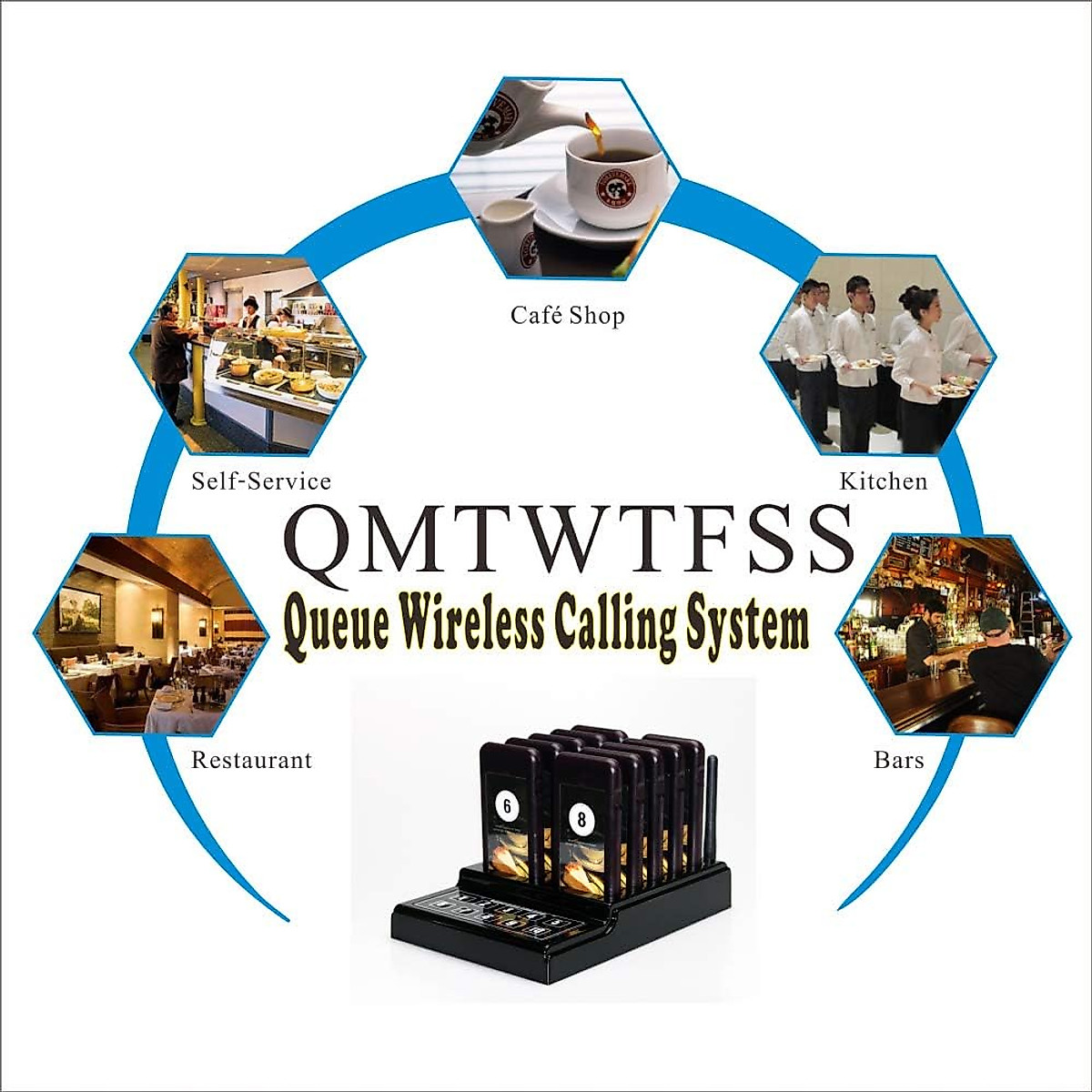 SHIHUI 10 Pager buzzers 1 keypad Queue Number Call Wireless Calling System Queue Call Restaurant Paging System for Restaurant Church Food Truck Coffee Shop Office