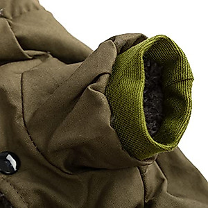 Hollypet Dog Coat Dog Jacket Pet Hoodie Pet Outdoor Jacket Warm Plaid Vest Winter Cold Weather Dog Apparel for Small Medium Large Dogs Furry Collar, Green, M