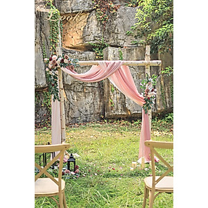 Lookein Arch Drapes for Wedding Party Reception Backdrop Wedding Arbor, 3 Panels 30" Wide 6.5 Yards, Blush& Dusty Rose& Mauve