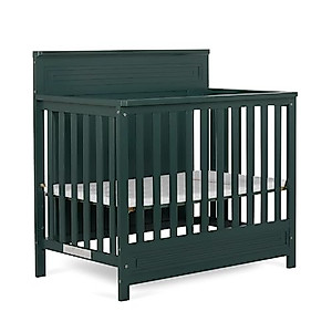 Dream On Me Harbor Full Panel 4-in-1 Convertible Mini Crib in Olive, Water-Based Paint Finish, JPMA Certified, 3-Position Mattress Height Setting, Made of Solid Pinewood