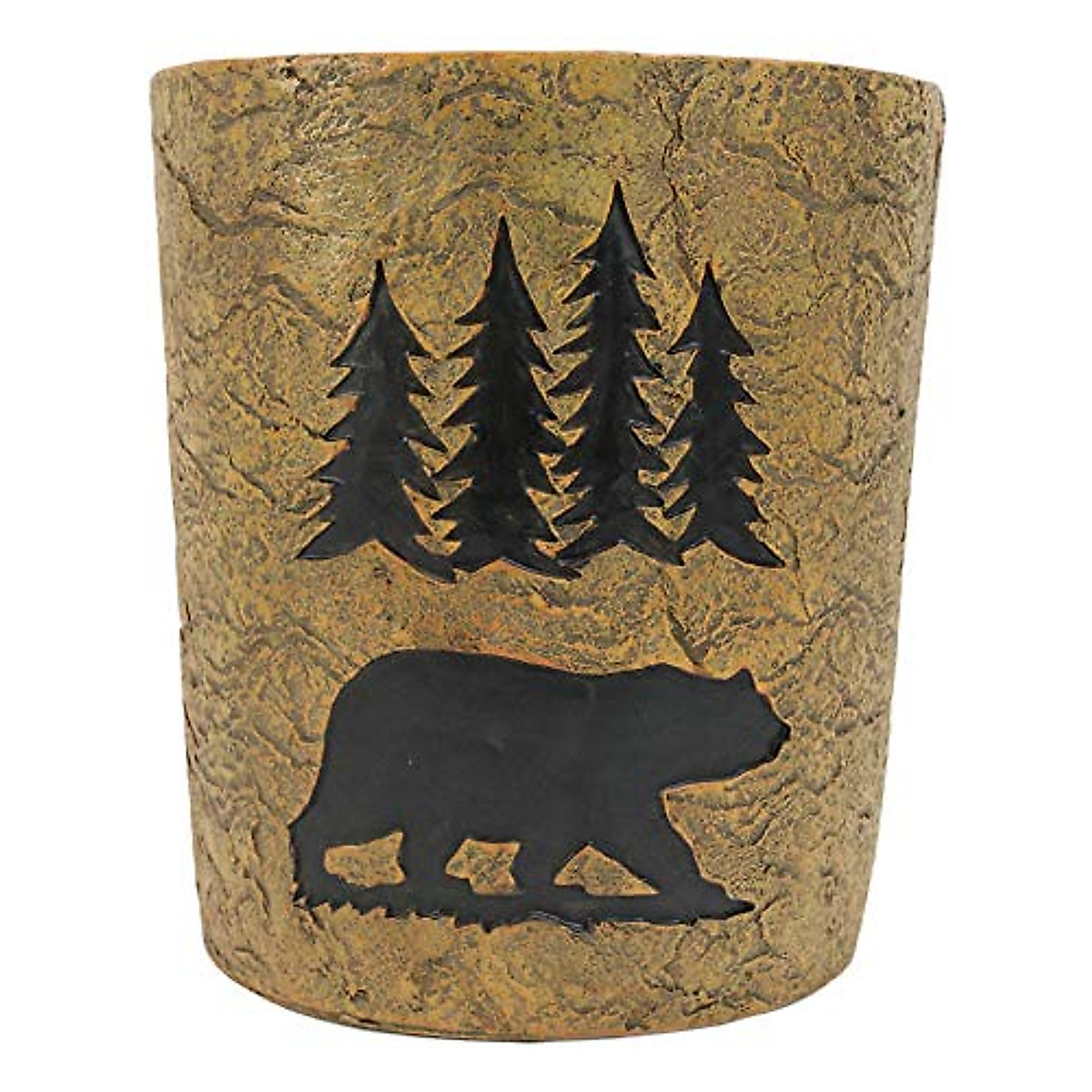 Ebros Wildlife Rustic Black Bear Roaming Pine Trees Forest Silhouette Bathroom Accent Resin Figurine Accessories Western Country Cabin Lodge Decorative (Waste Basket Trash Bin)