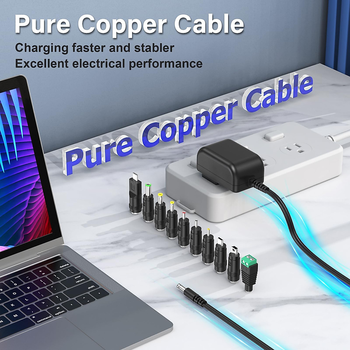 PERFEIDY 5V 1A 0.5A Charger 5.0V 1.0A AC Adapter 5W Power Supply DC 5V 1000mA 800mA 600mA 500mA Adaptor Regulated Transformer Cord with 10 Interchangeable Jacks Plug UL Listed