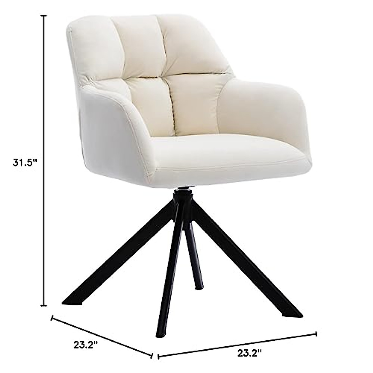 Shunzhi Modern Velvet Office Chair No Wheels Swirl Desk Chair Comfy Computer Task Chair Metal Legs Upholstered Accent Arm Chair for Living Room/Bedroom/Small Spaces/Home Office, White