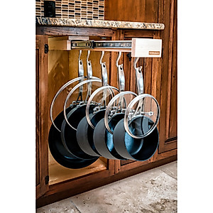 Rev-A-Shelf GLD-W22-SC-7 Pull Out Kitchen Cabinet Pantry Organizer Hanging Hooks with Ball Bearing Slide System, Maple Wood