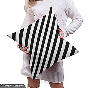 Lunarable Striped Fabric by The Yard, Diagonal Stripes Monochrome Pattern Abstract Geometric Elements Retro Inspirations, Decorative Fabric for Upholstery and Home Accents, 1 Yard, Black and White