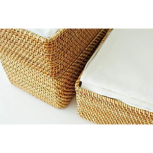 Muji Stackable Rattan Rectangular Basket with Lid, 26 cm Width x 18 cm Depth x 12 cm Height